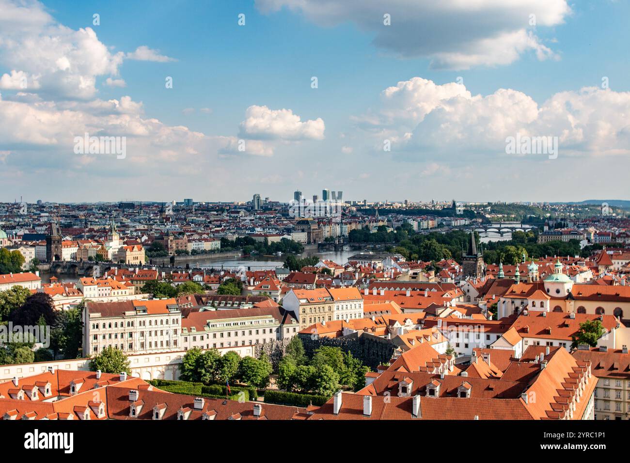 A breathtaking view of Prague’s red rooftops, bridges, and skyline from ...