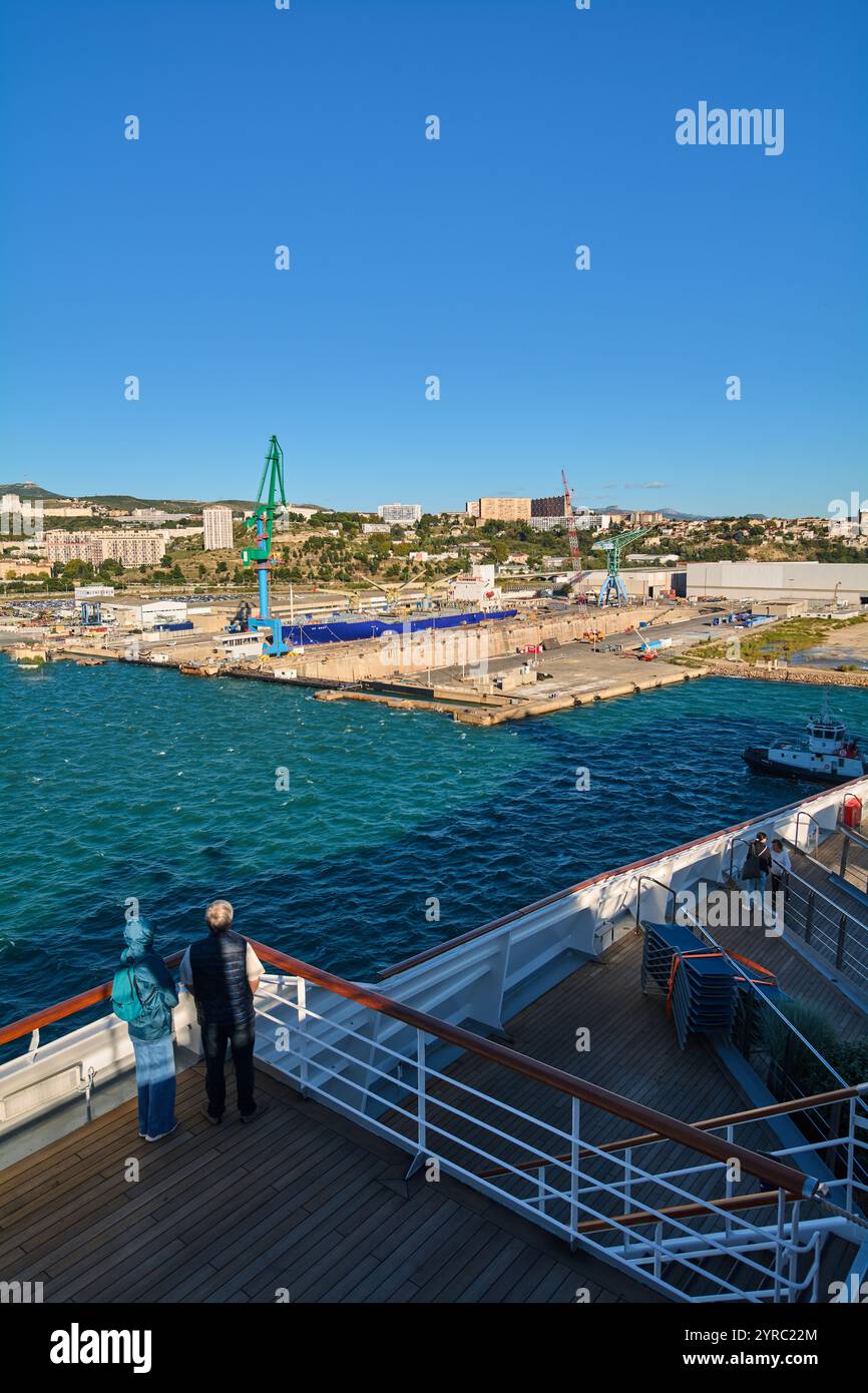 Marseille, France - December 03, 2024: Serene moment on a ship deck ...