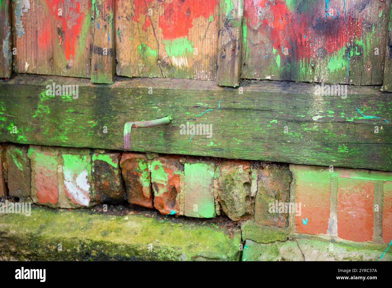Old abandoned freight yard building with burn marks and vandalism Stock ...