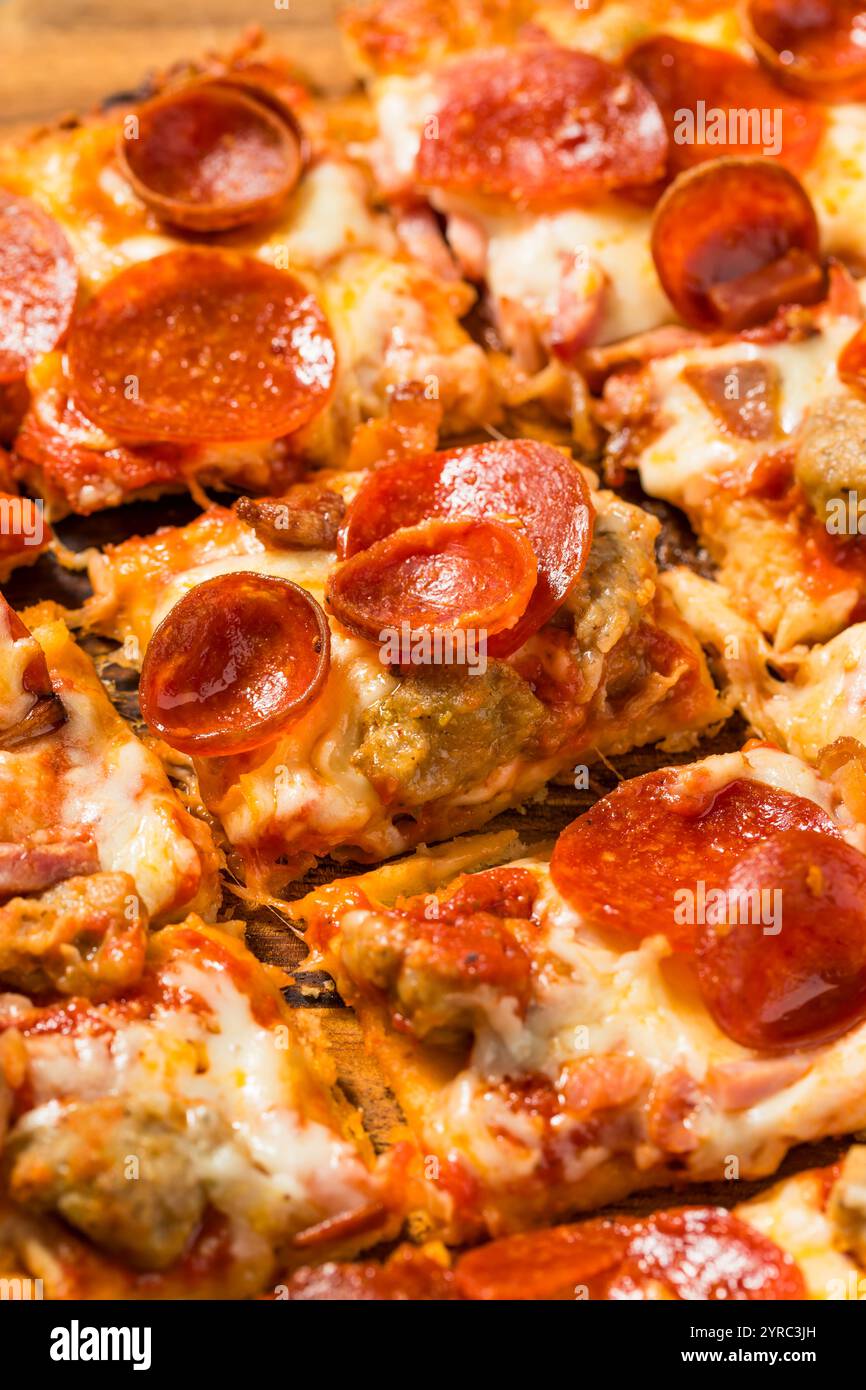 Homemade Tavern Style Meat Lovers Pizza with Pepperoni and Sausage ...