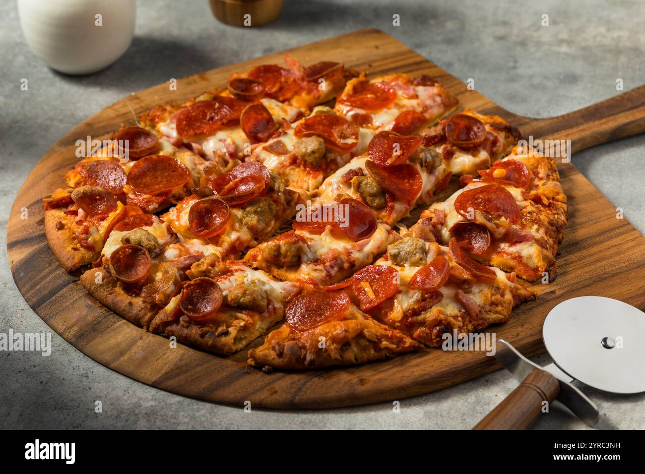 Homemade Tavern Style Meat Lovers Pizza with Pepperoni and Sausage ...