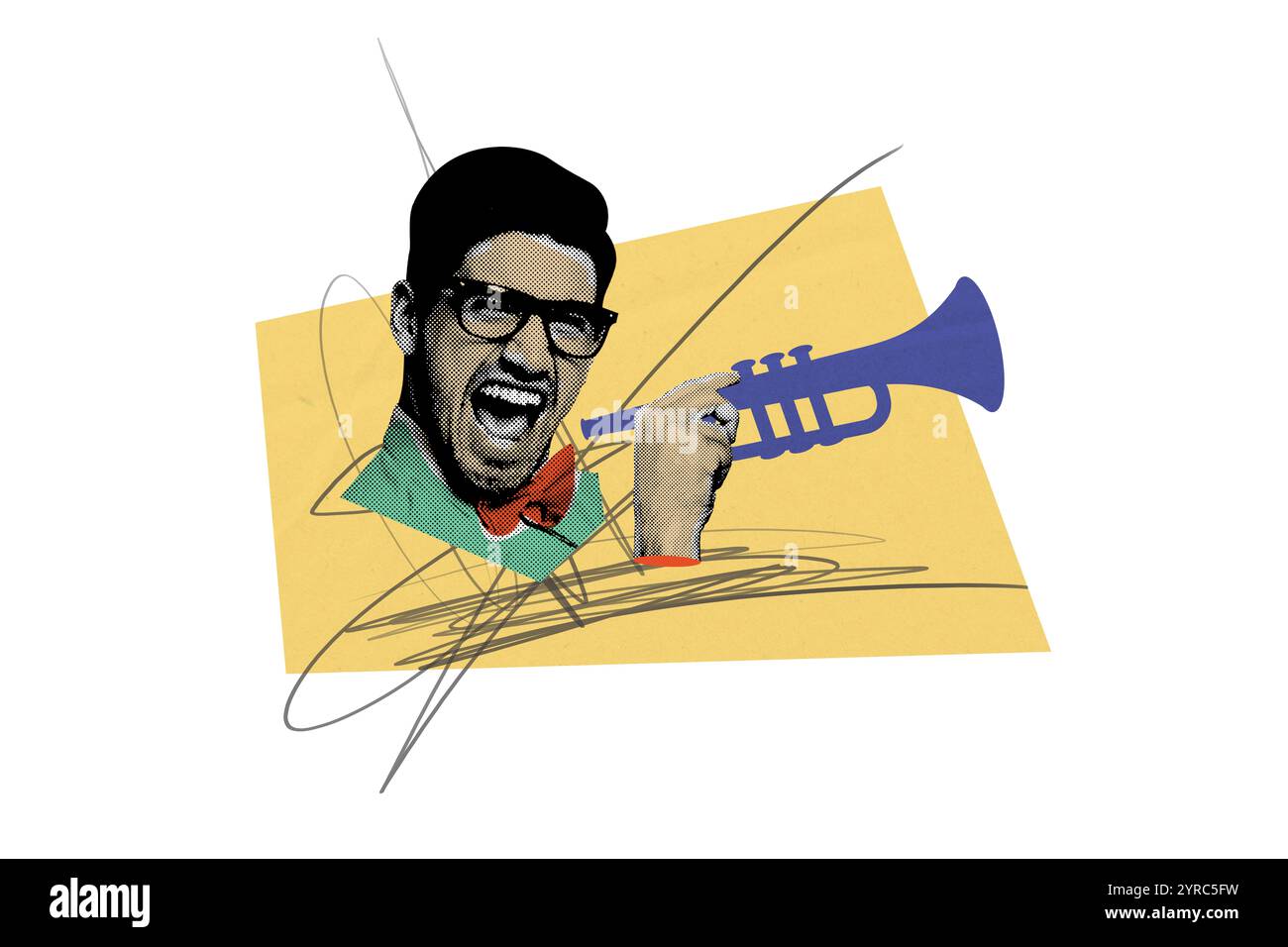 3D photo collage template trend artwork composite of caricature young ...