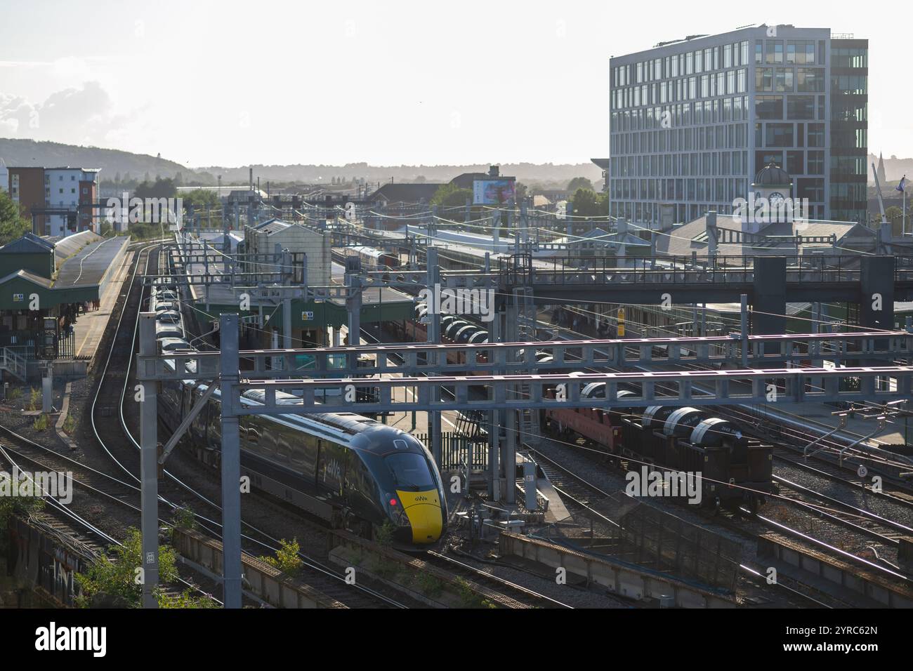 CARDIFF, WALES - JULY 26: A First Great Western train at Cardiff ...