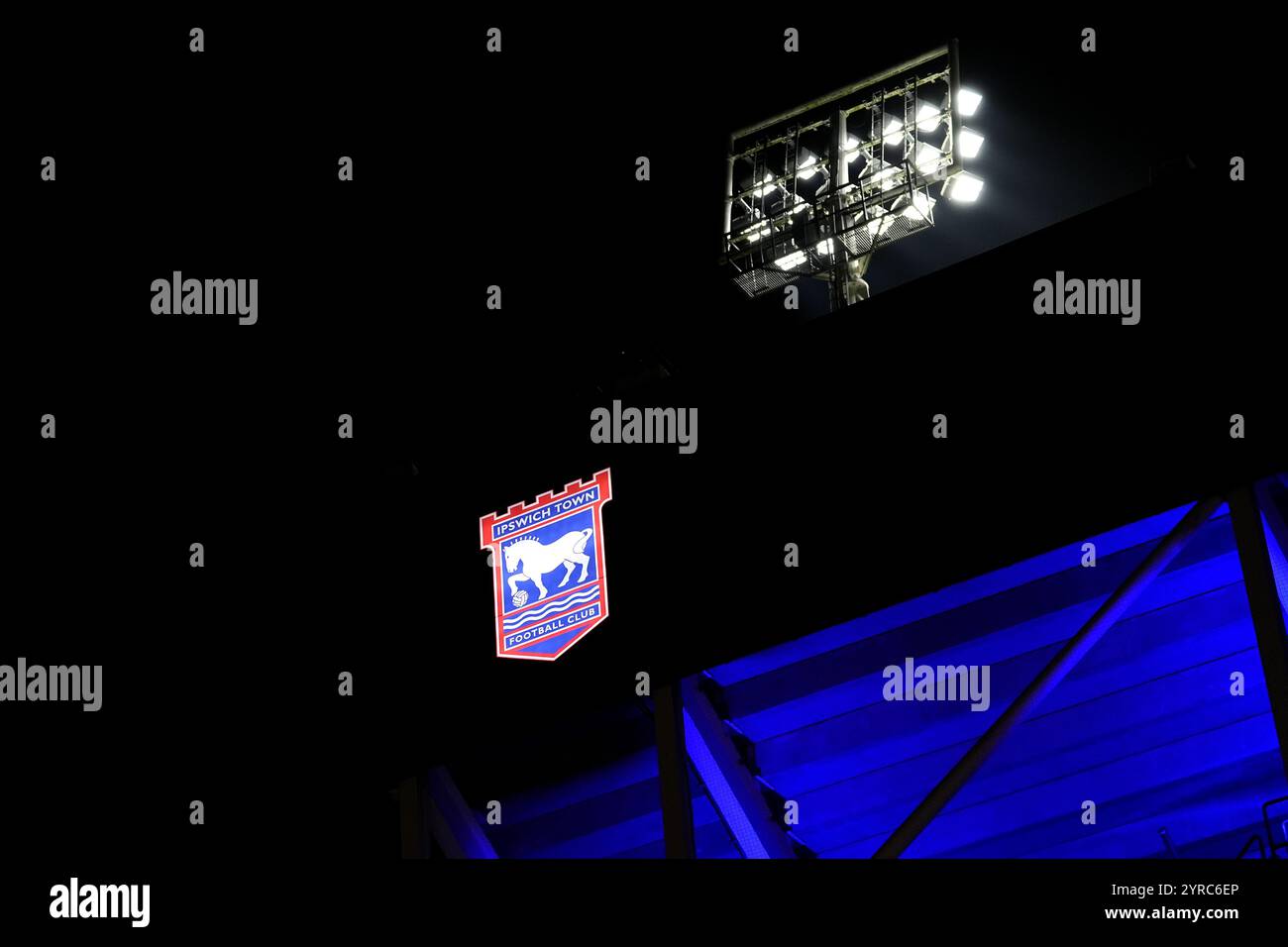 A general view of the stadium floodlight outside the ground ahead of ...