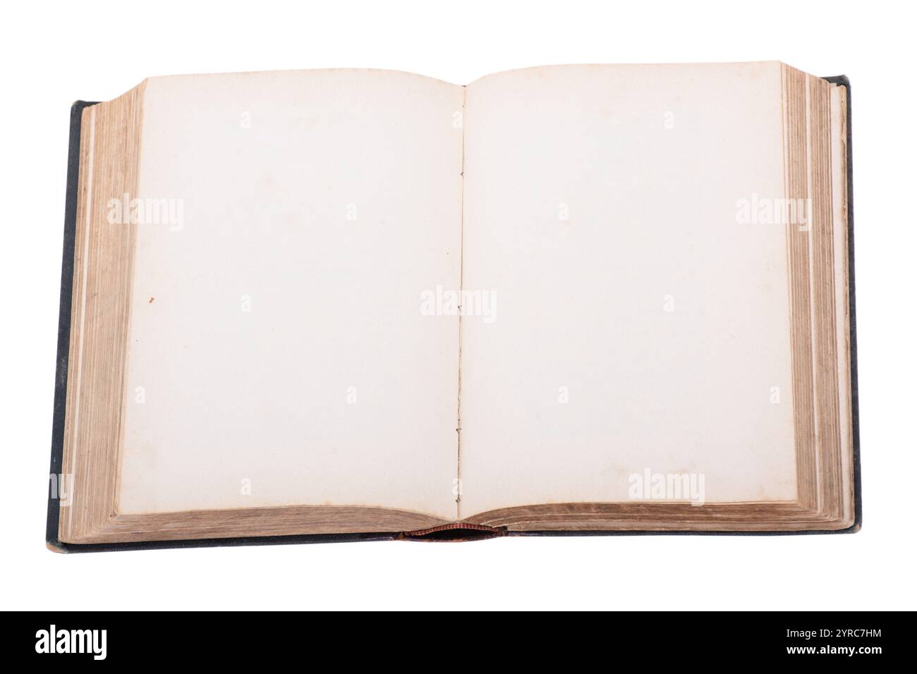 Empty opened vintage book isolated on white background Stock Photo - Alamy
