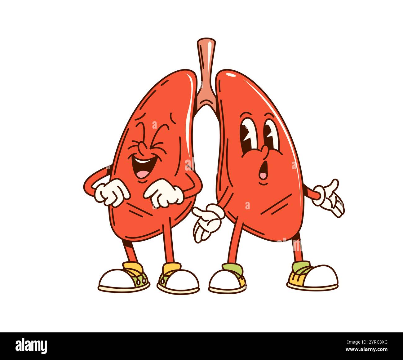 Groovy human lungs characters with expressive faces, showcasing ...