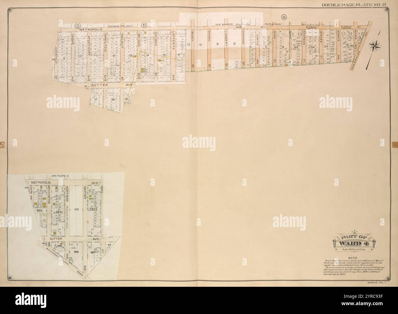 Queens, Vol. 1, Double Page Plate No. 21; Part of Ward 4; [Map bounded ...