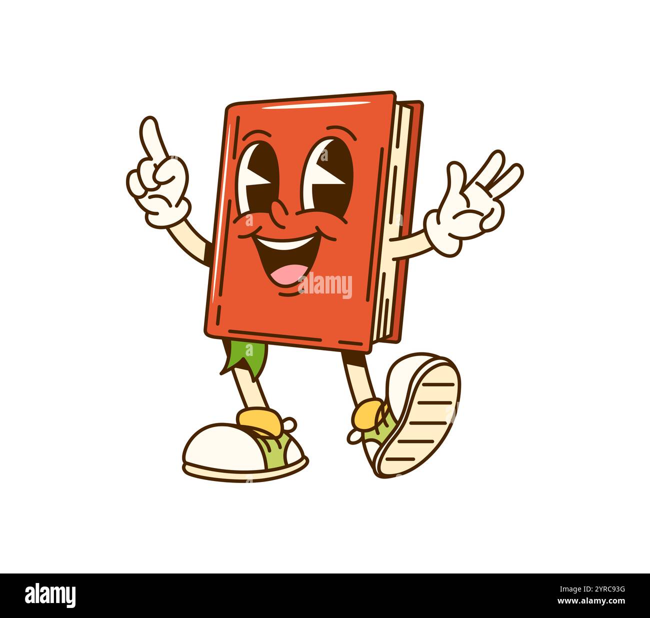 Groovy school textbook education and stationery character. Isolated ...