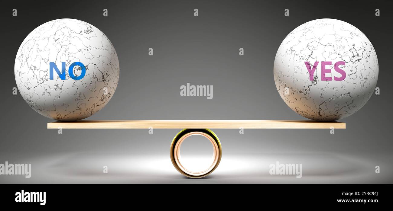 No and yes in balance. A metaphor showing No in equilibrium with Yes ...