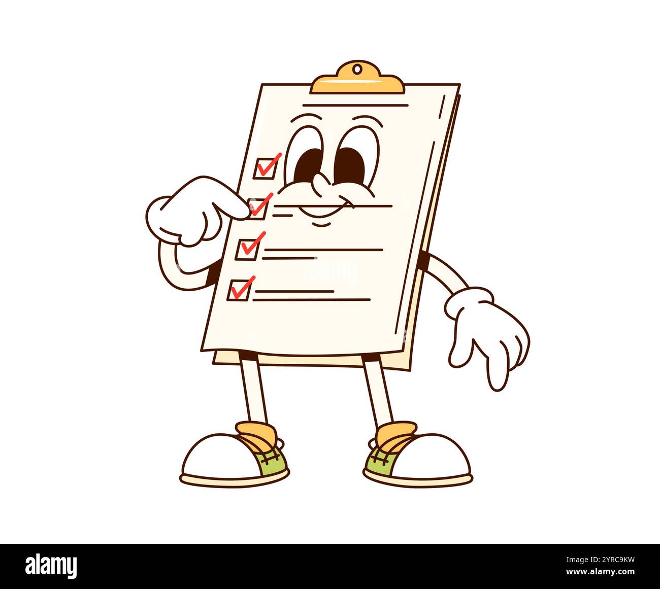 Groovy medical prescription character. Cartoon vector paper clipboard ...