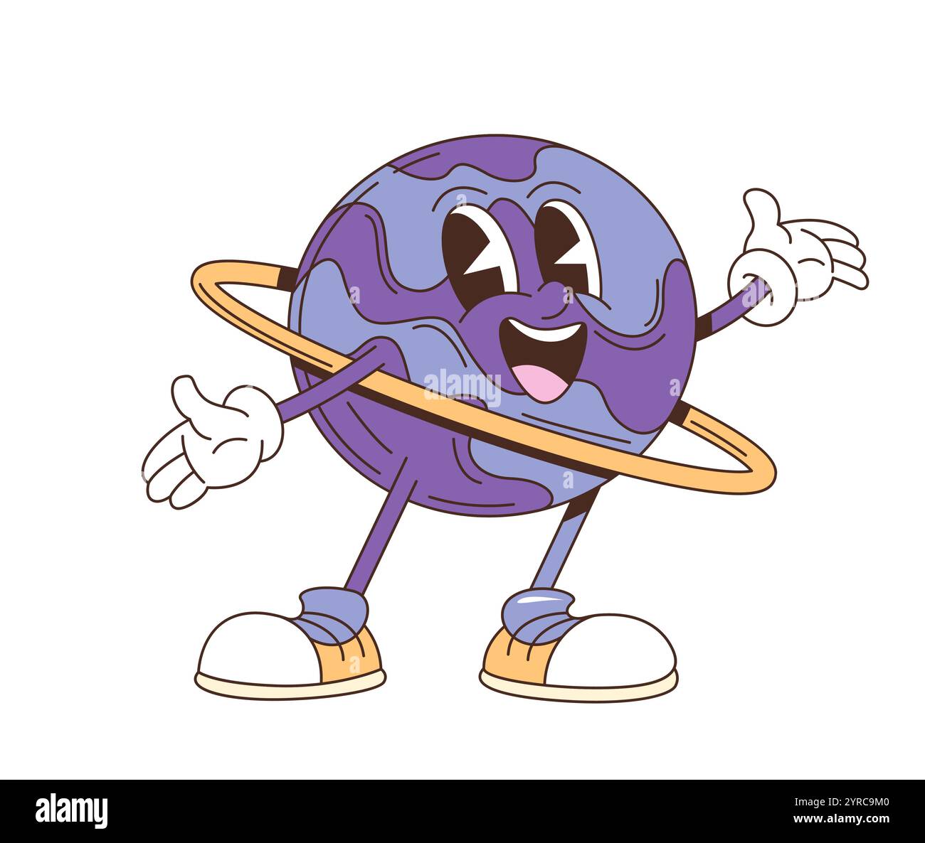 Cartoon retro groovy galaxy planet character. Isolated vector cheerful ...