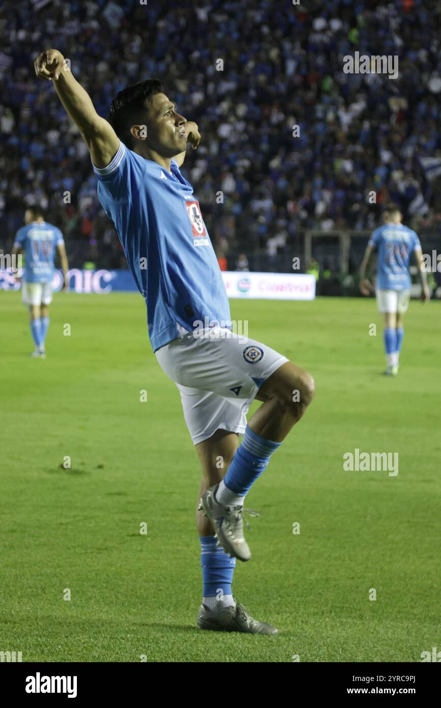 Angel Sepulveda #9 of Cruz Azul celebrates after scoring a goal against ...