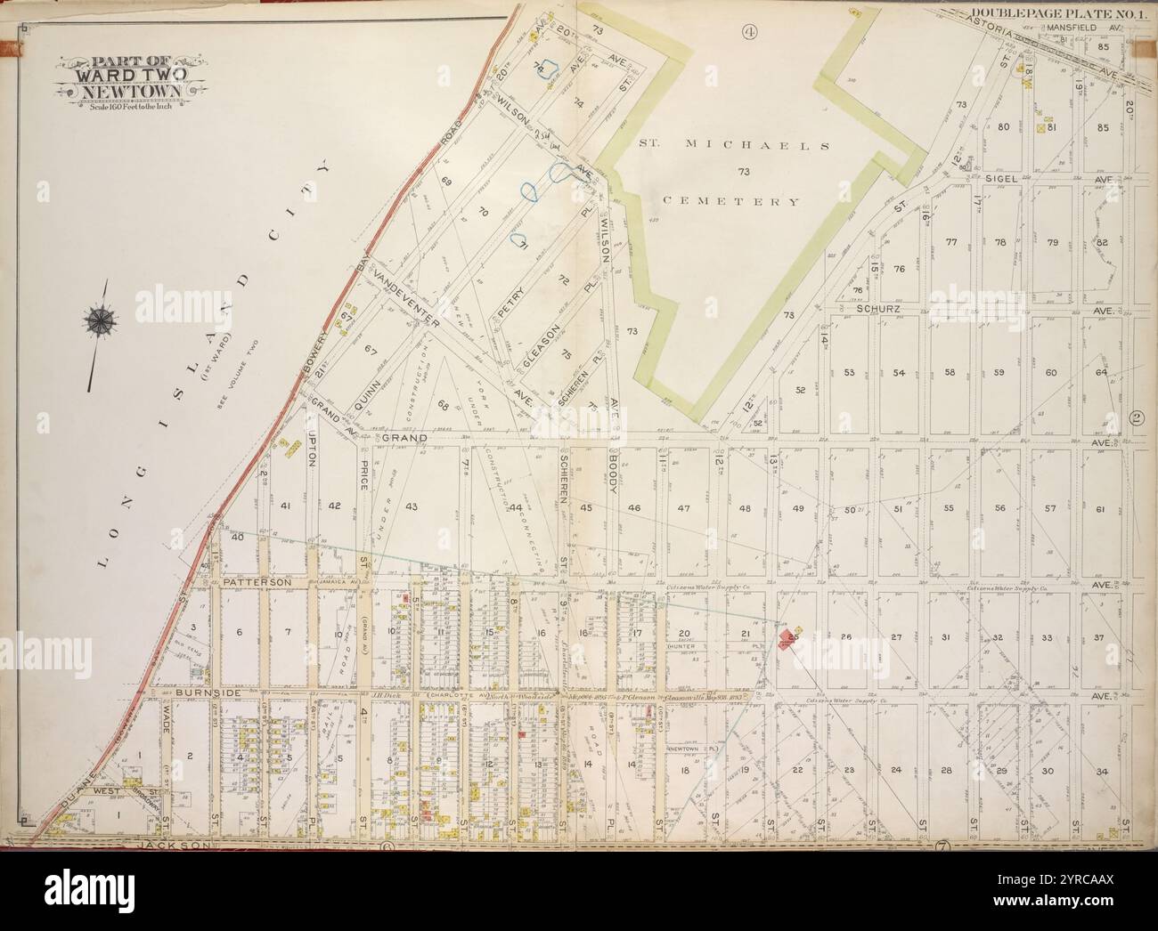 Queens, Vol. 2A, Double Page Plate No. 1; Part of Ward Two Newtown ...