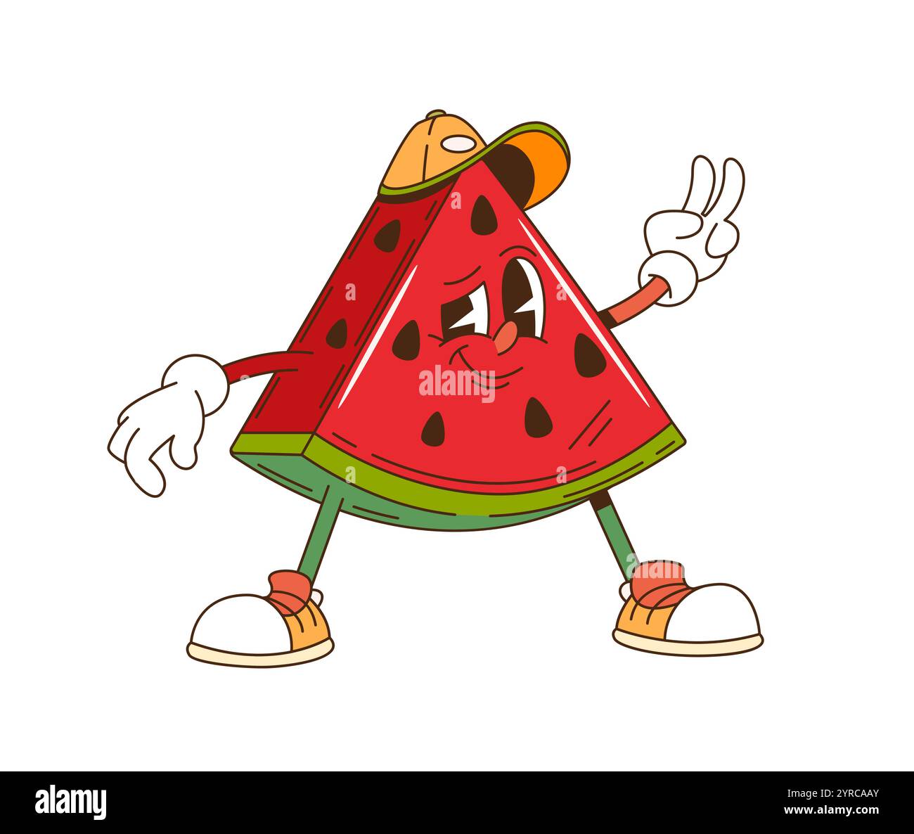 Cartoon groovy watermelon fruit hi-res stock photography and images - Alamy