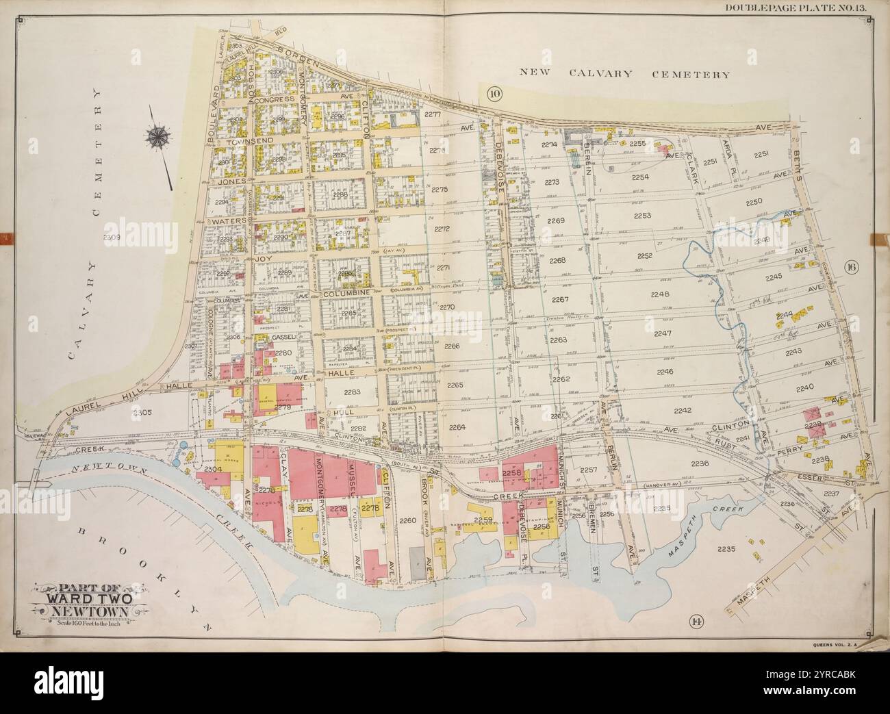 Queens, Vol. 2A, Double Page Plate No. 13; Part of Ward Two Newtown ...