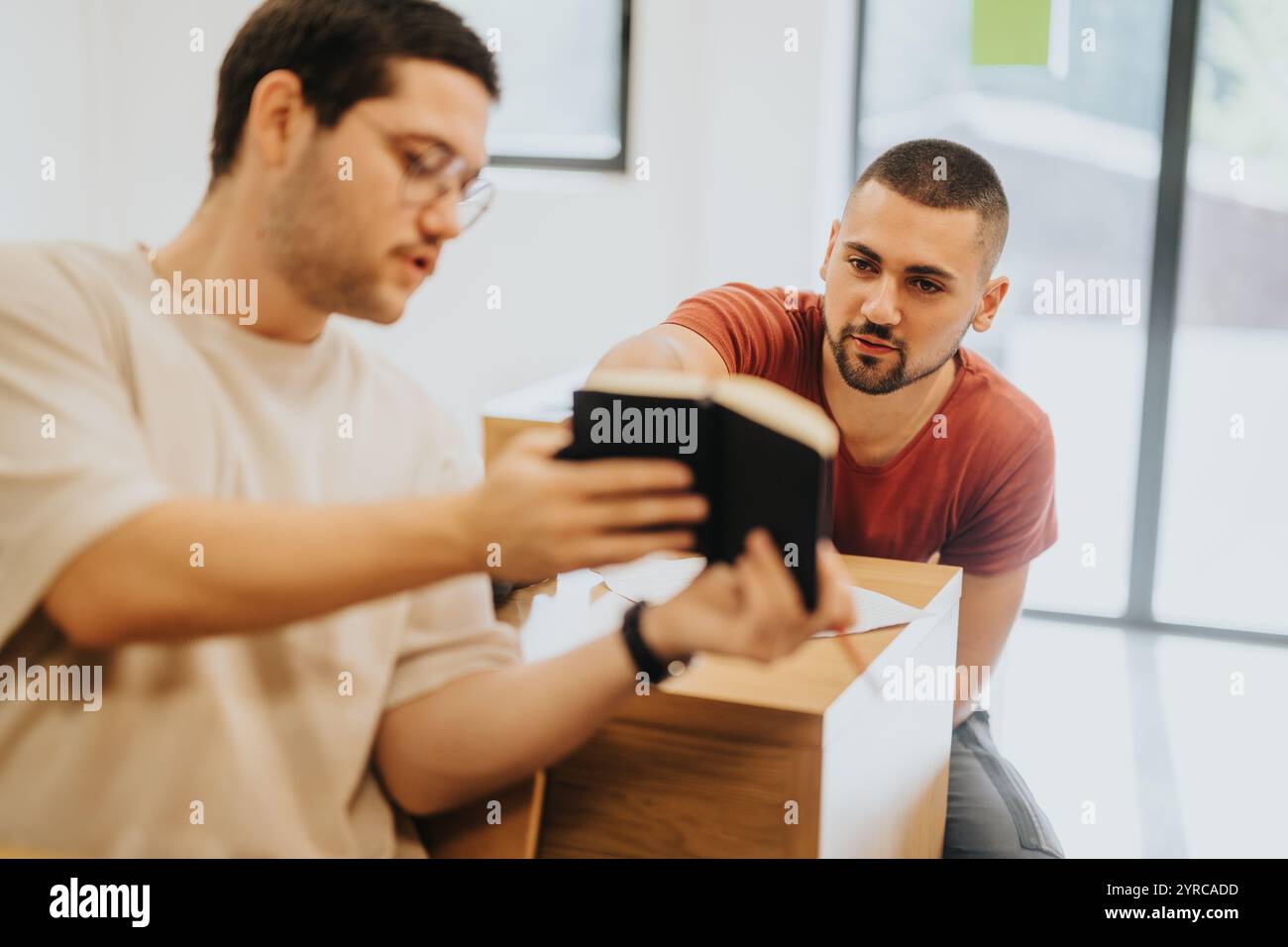High school students studying together in a classroom setting Stock ...