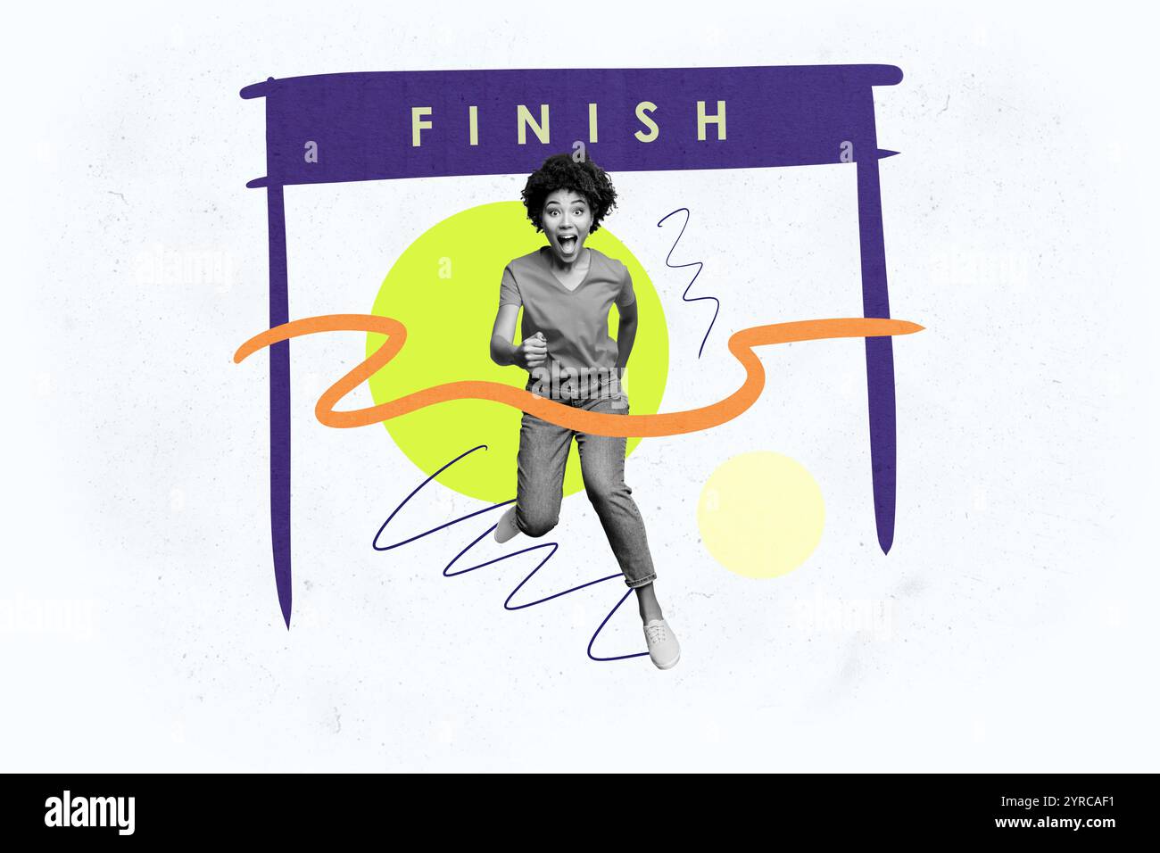 Composite trend artwork sketch image collage of young lady sportswoman ...