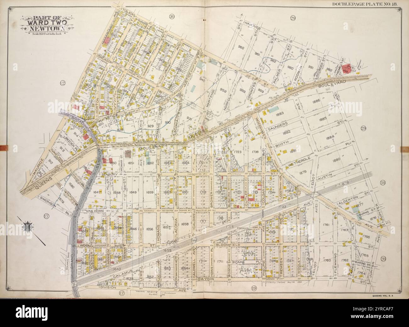 Queens, Vol. 2A, Double Page Plate No. 18; Part of Ward Two Newtown ...