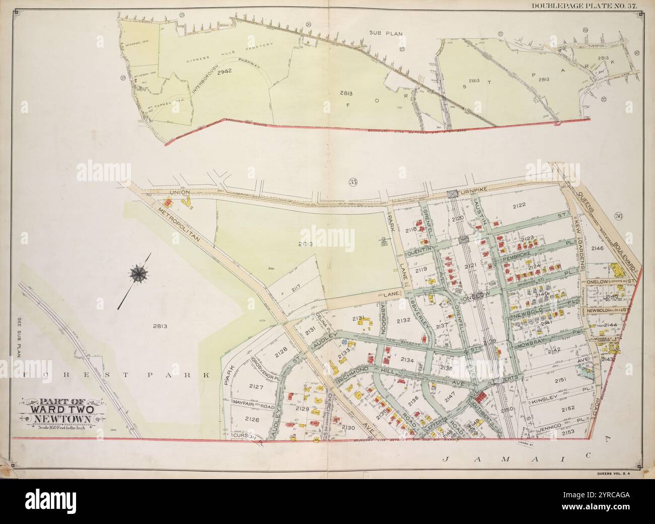 Queens, Vol. 2A, Double Page Plate No. 37; Part of Ward Two Newtown ...