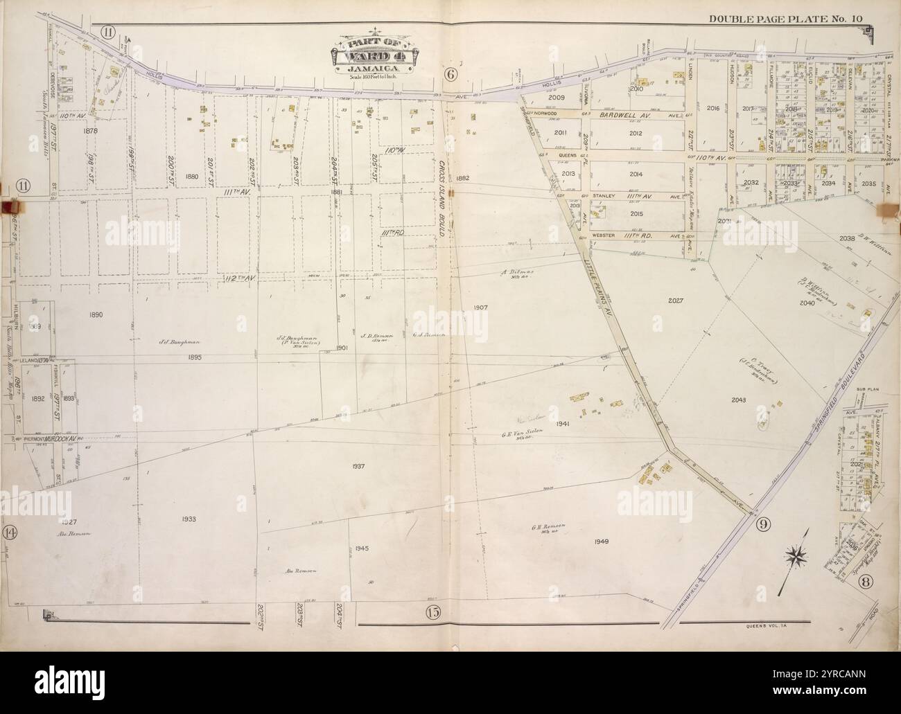 Queens, Vol. 1A, Double Page Plate No. 10; Part of Ward 4 Jamaica. [Map ...