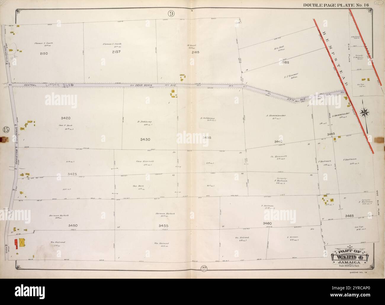 Queens, Vol. 1A, Double Page Plate No. 16; Part of Ward 4 Jamaica. [Map ...