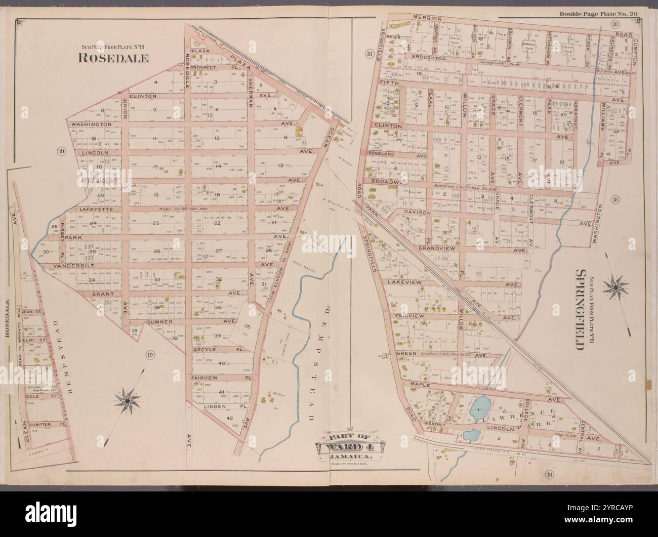 Queens, V. 1, Double Page Plate No. 20; Part of Jamaica, Ward 4; [Map ...