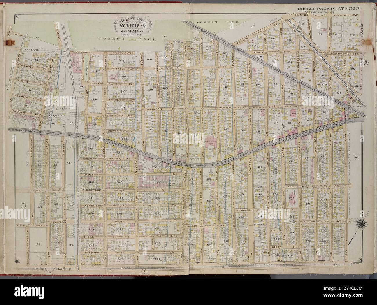 Queens, V. 1, Double Page Plate No. 4; Part of Jamaica, Ward 4; [Map ...