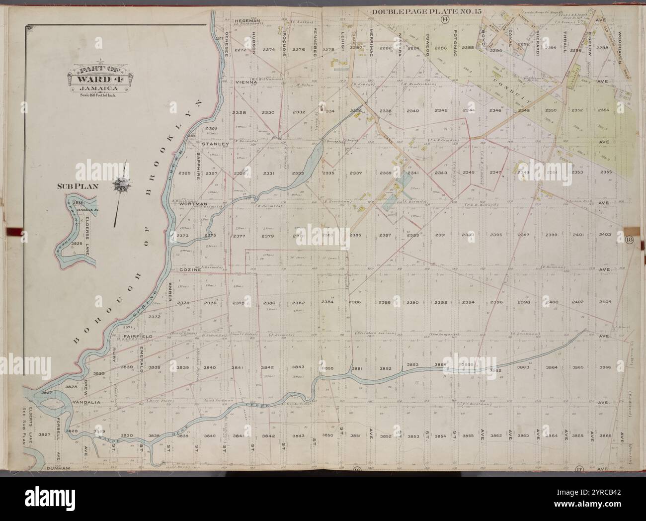 Queens, V. 1, Double Page Plate No. 15; Part of Jamaica, Ward 4; [Map ...
