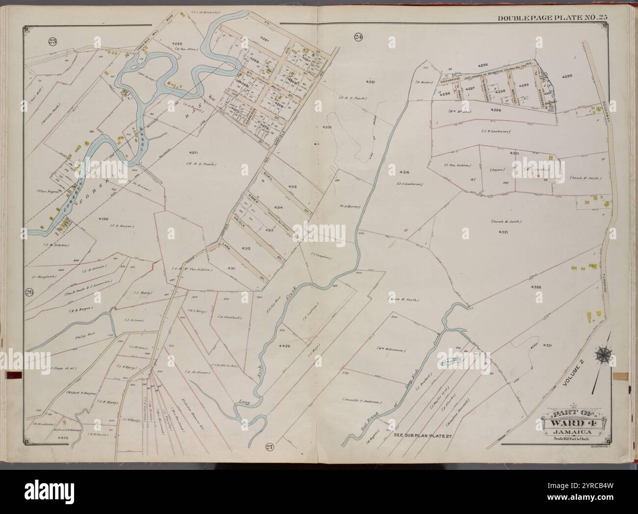 Queens, V. 1, Double Page Plate No. 25; Part of Jamaica, Ward 4; [Map ...