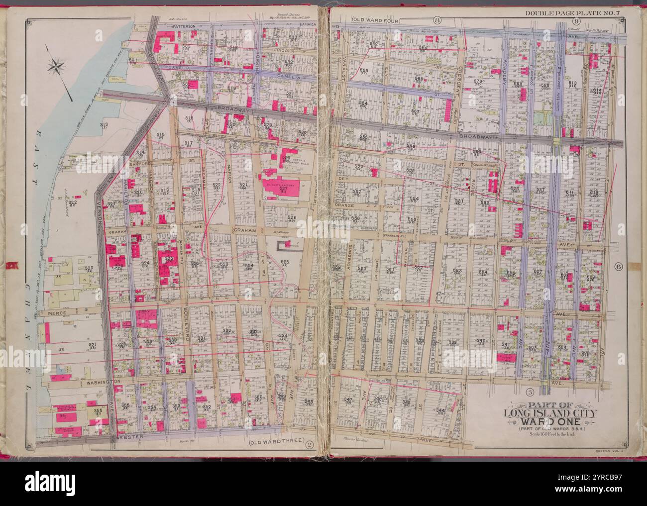 Queens, V. 2, Double Page Plate No. 7; Part of Long Island City, Ward 1 ...