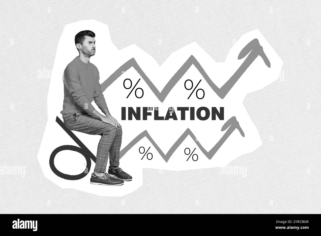 Creative 3d photo collage artwork graphics painting of guy sitting ...