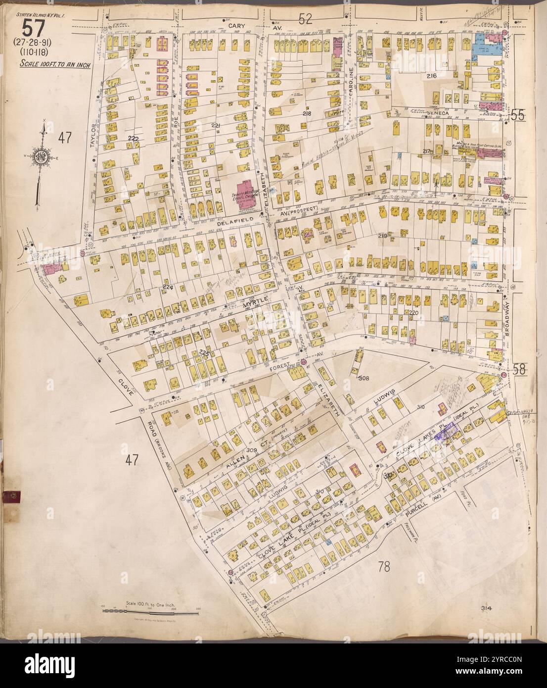Staten Island, V. 1, Plate No. 57 [Map bounded by Cary Ave., Broadway ...