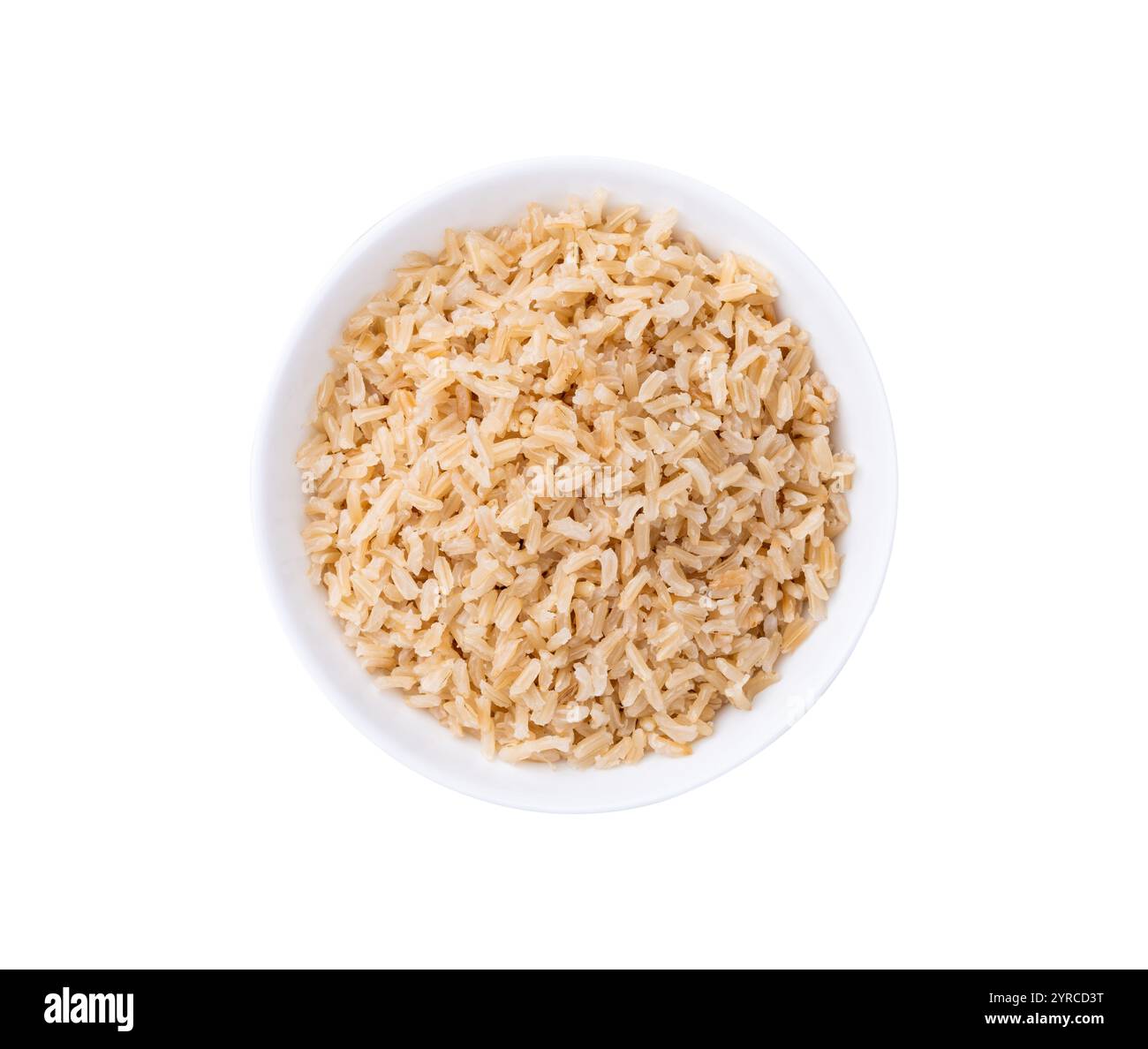 Cooked brown whole rice in a bowl isolated over white background Stock ...