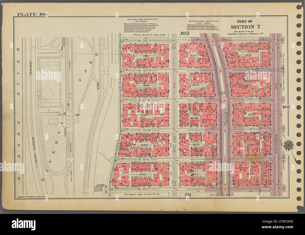 Plate 100, Part of Section 7: [Bounded by W. 105th Street, Amsterdam ...