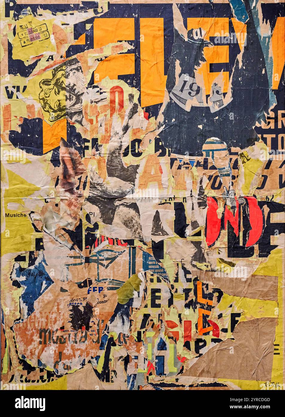 Mitologia in nero e rosso - decollage su tela -Mimmo Rotella - 1962 ...