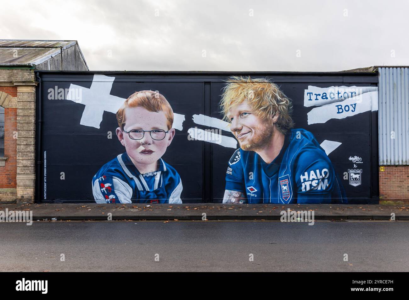 Ed Sheeran mural by Murwalls & Ipswich Town FC on Sir Alf Ramsey Way ...