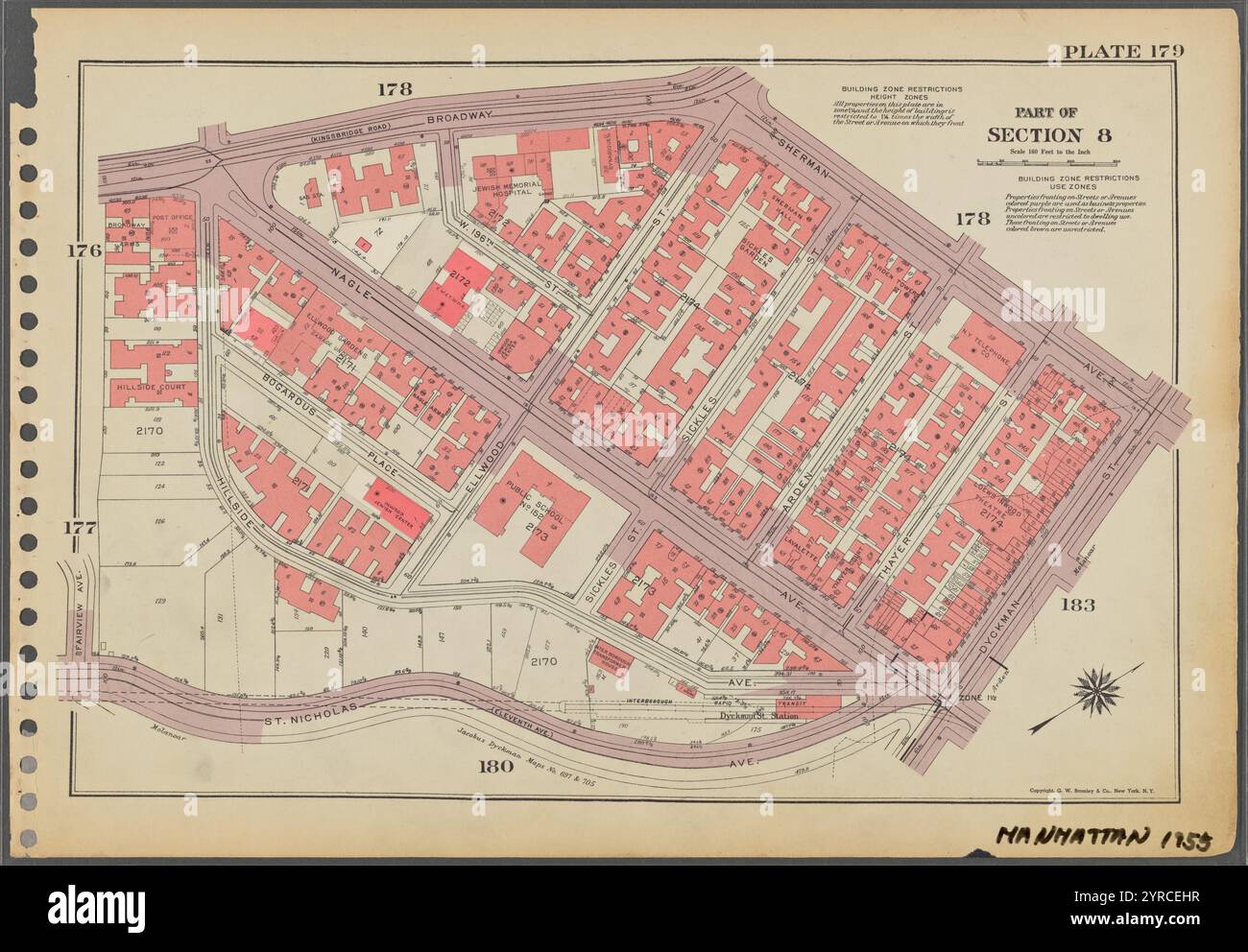 Plate 179, Part of Section 8: [Bounded by Broadway, Sherman Avenue ...