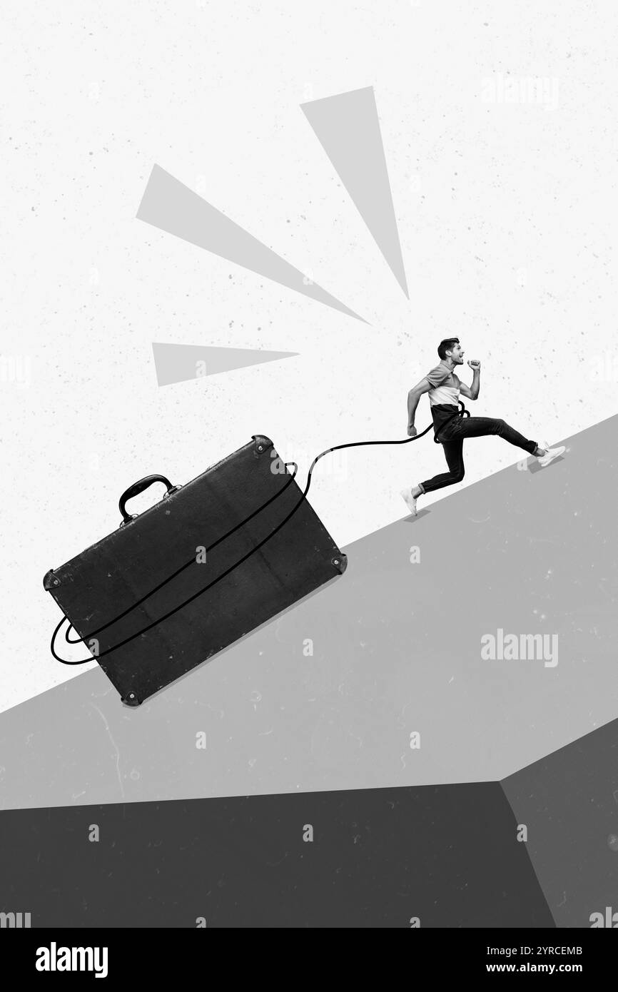 Creative photo 3d collage artwork poster postcard of hardworking person ...