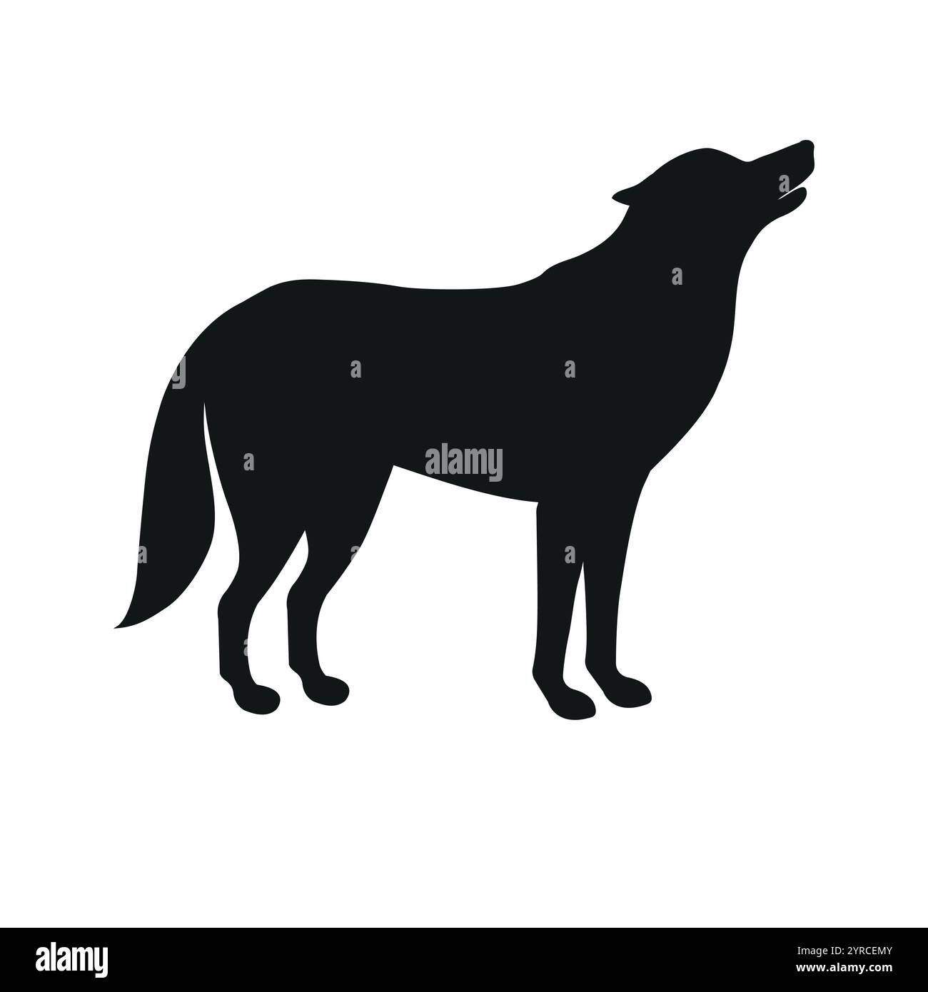 Vector flat hand drawn wolf silhouette Stock Vector Image & Art - Alamy