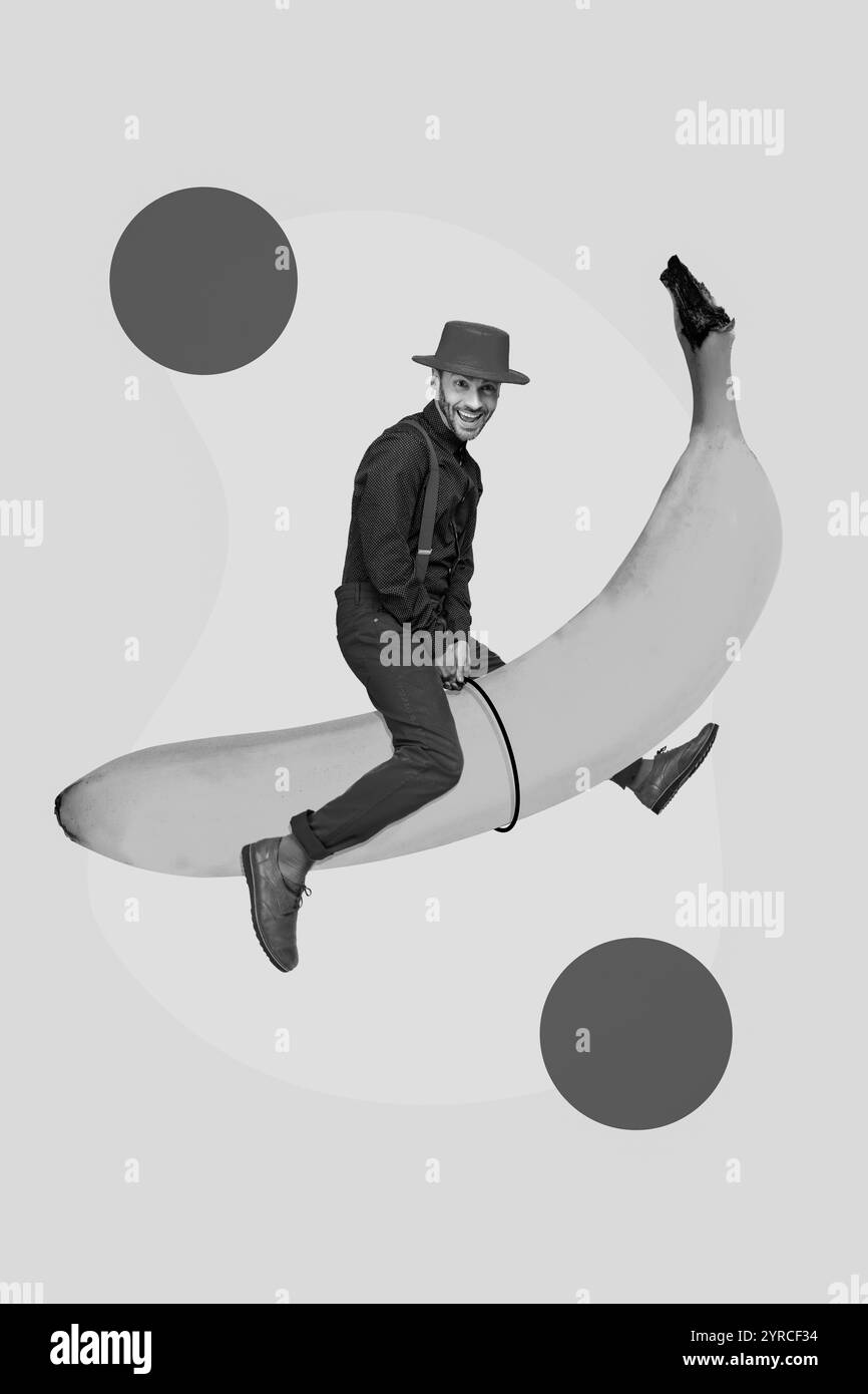 Creative photo 3d collage artwork poster picture sketch of funky crazy ...