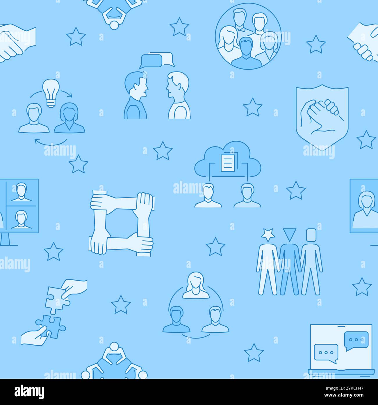 Communication and social relations seamless pattern in line style ...