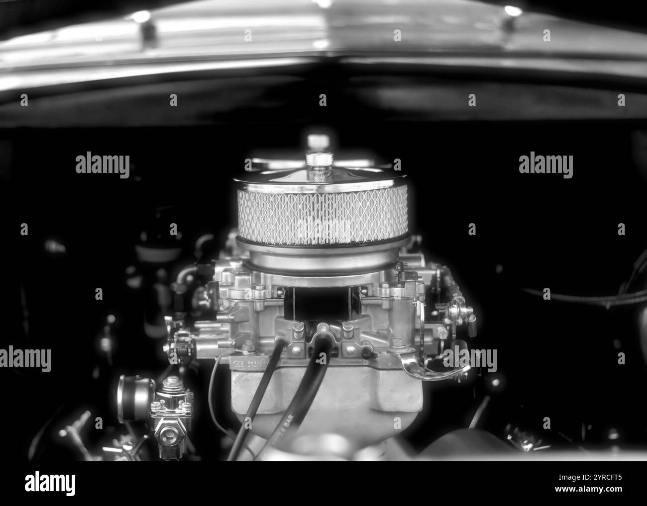 Chrome and stainless steel fuel injection on a street rod motor Stock ...