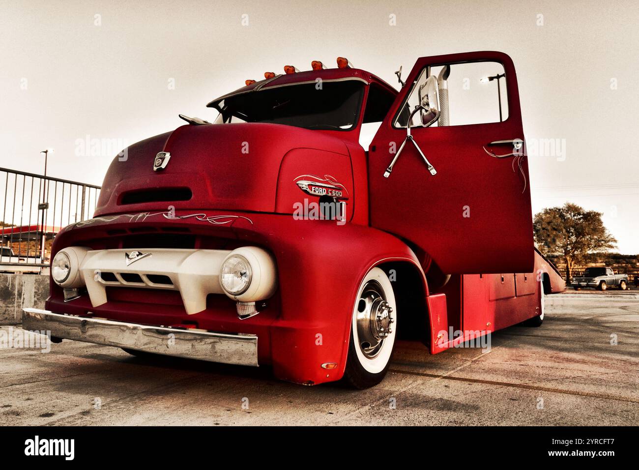 Red and sepia Ford autohauler Stock Photo - Alamy