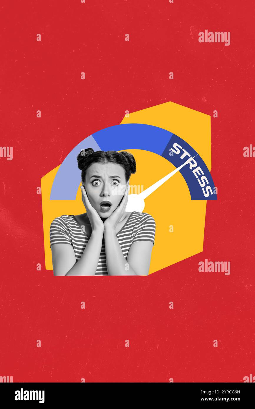 Trend artwork collage template composite sketch of young woman shocked ...