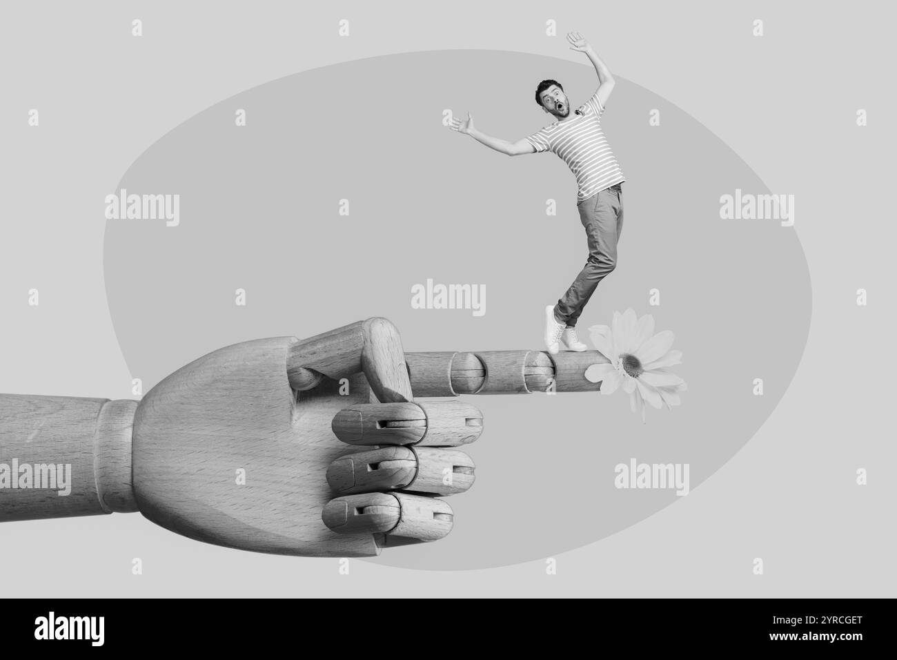 Creative photo 3d collage artwork poster brochure of active afraid ...