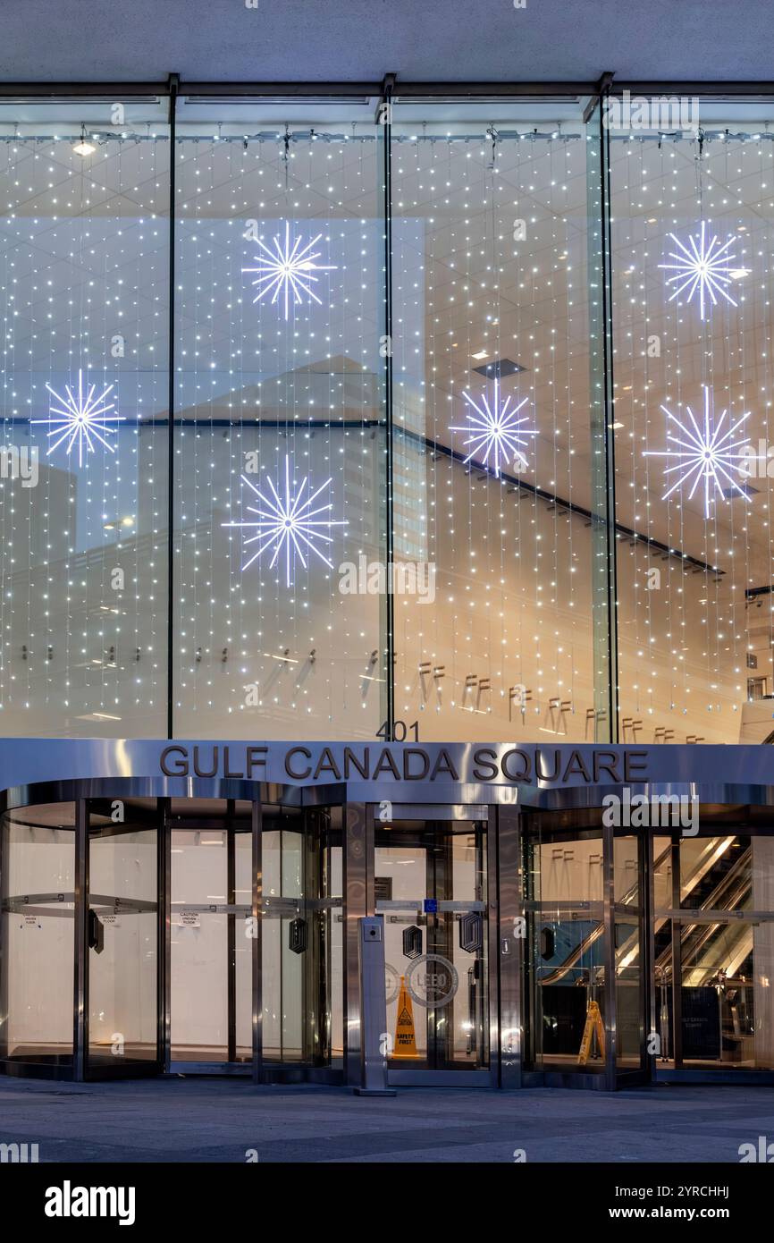 Revolving door entrance to the Gulf Canada Square Building in downtown Calgary, Alberta Canada ...