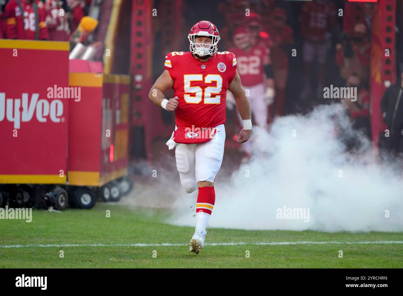 Kansas City Chiefs center Creed Humphrey runs into the arena prior to ...