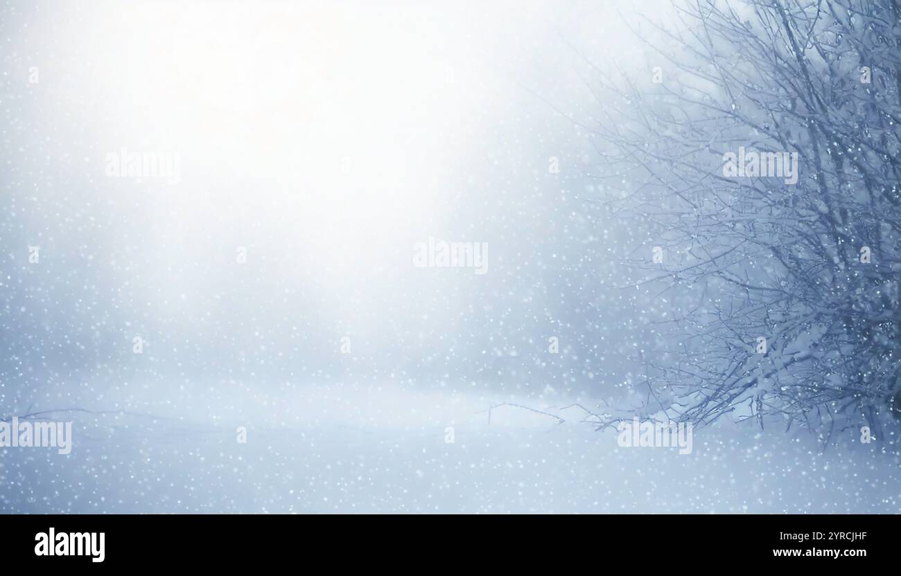 Icy snowy winter landscape background with falling snow - Festive ...