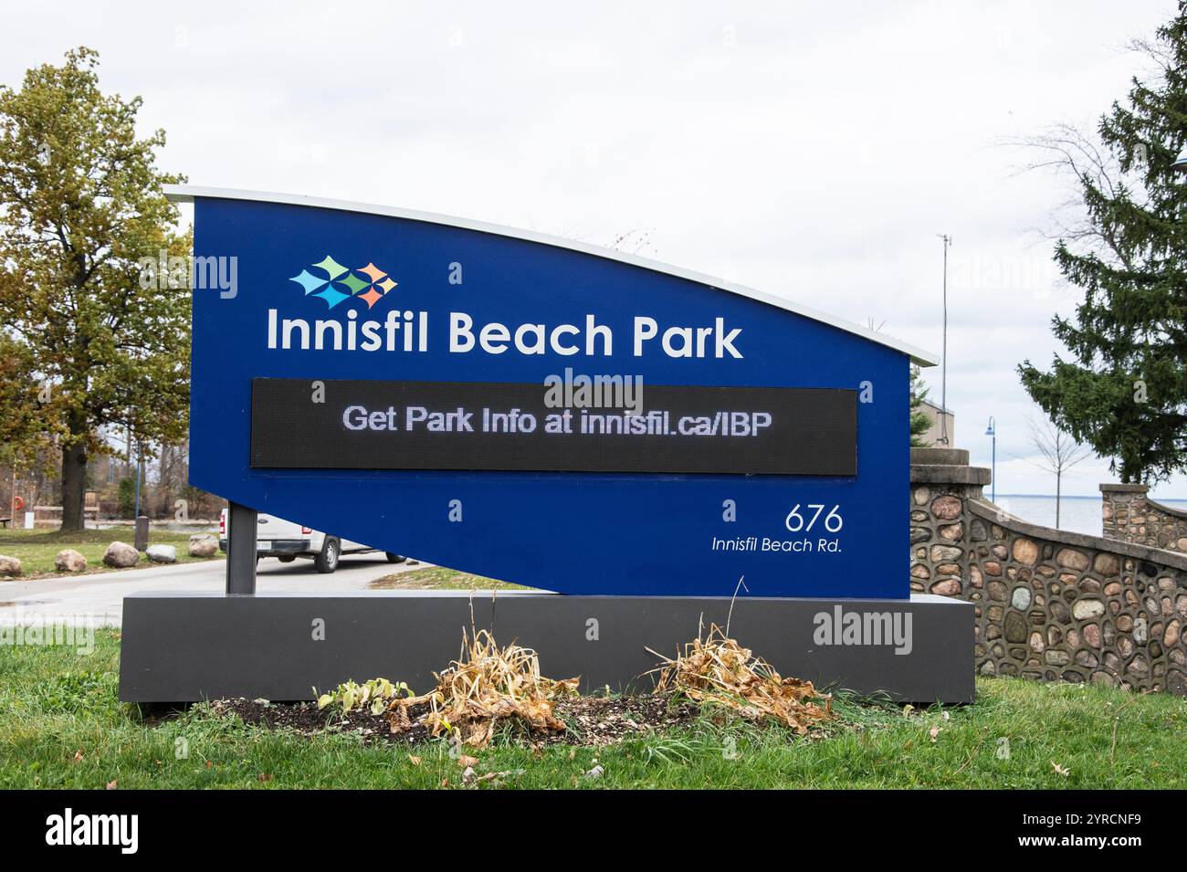Welcome to Innisfil Beach Park sign in Innisfil, Ontario, Canada Stock ...