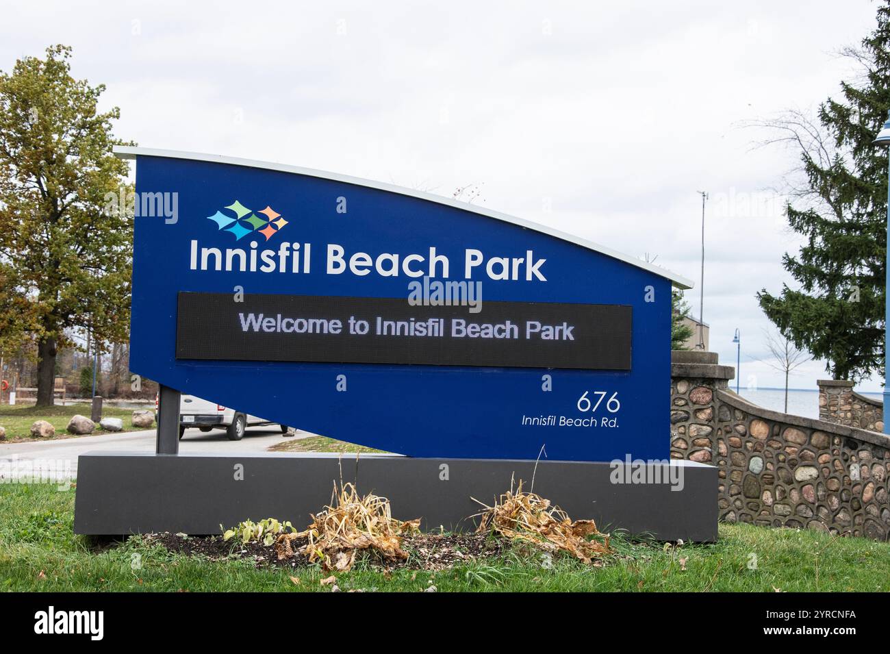 Welcome to Innisfil Beach Park sign in Innisfil, Ontario, Canada Stock ...